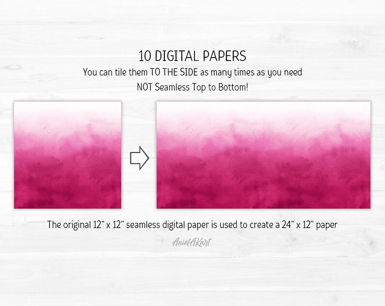 Pink Ombre Watercolor Background Pink Digital Paper Pack Seamless ...