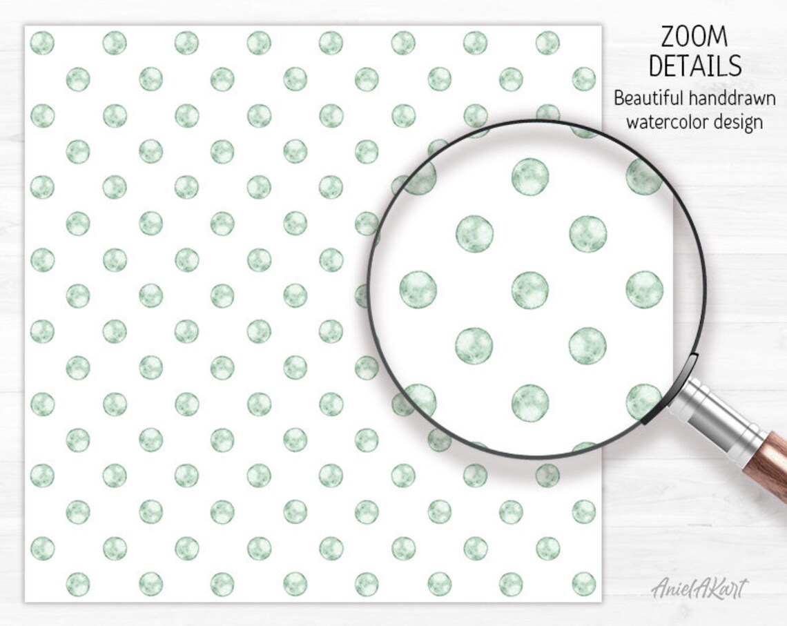Sage Green Seamless Pattern Watercolor Polka Dot Digital Paper | Etsy