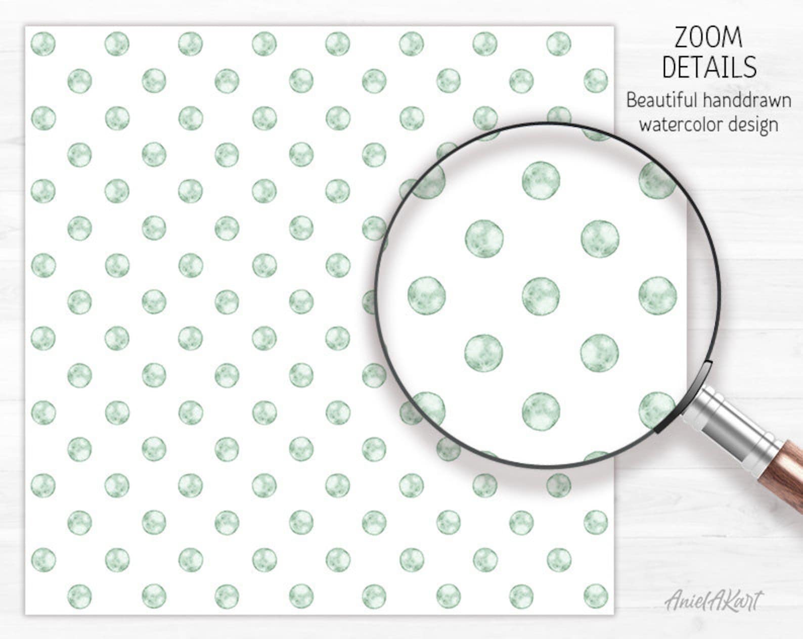 Sage Green Seamless Pattern Watercolor Polka Dot Digital Paper | Etsy