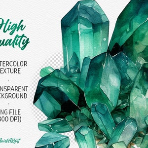 Watercolor Emerald Clipart Green Gemstone PNG Emerald Crystal ...