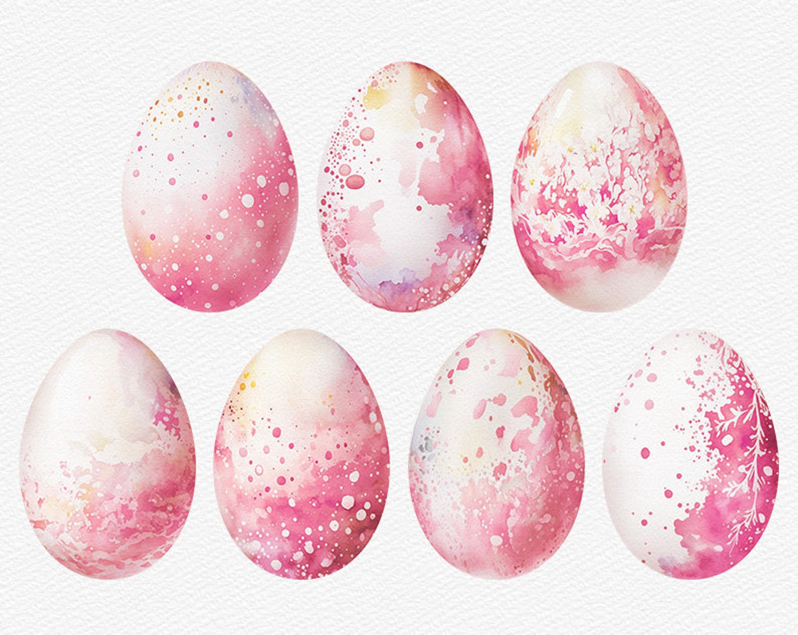 Watercolor Easter Eggs Clipart Bundle White and Pink Easter Egg PNG ...