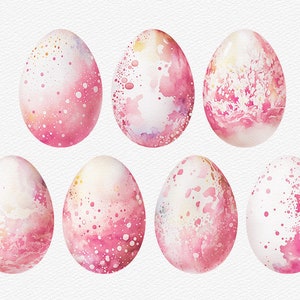 Watercolor Easter Eggs Clipart Bundle White and Pink Easter Egg PNG ...