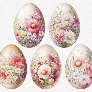 Floral Eggs Watercolor Clipart Easter Egg PNG Bundle Spring Clipart ...