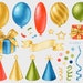 Watercolor Birthday Party Clipart Hand Painted Colorful Birthday PNG ...