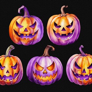 Halloween Pumpkins Clipart Pack Cute Halloween Jack-o-lantern ...
