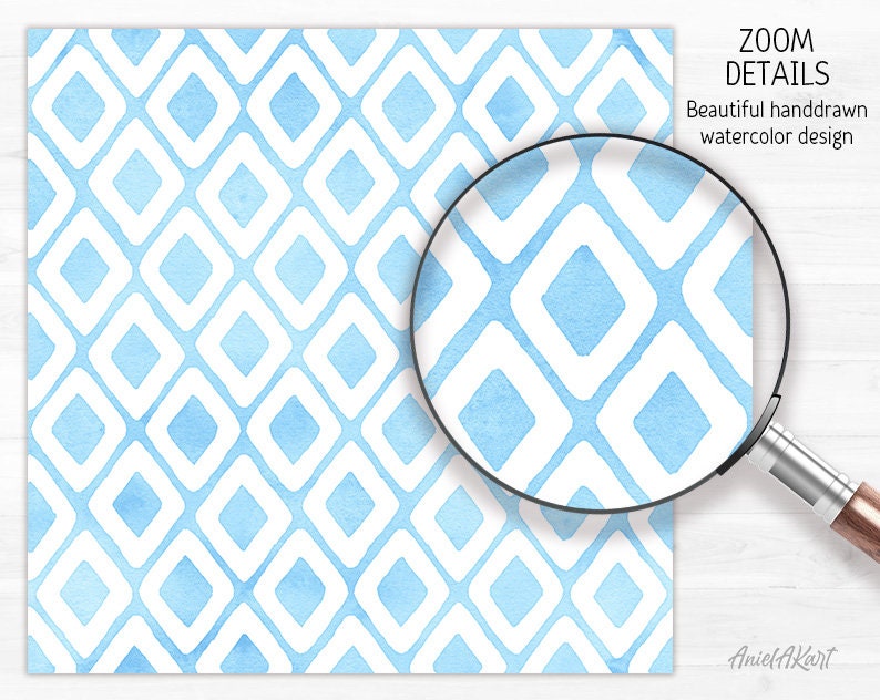 Baby Blue Geometric Pattern Watercolor Seamless Digital Paper - Etsy
