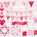 Watercolor Valentine's Day Clipart Handpainted Romantic Bunting Tag PNG ...
