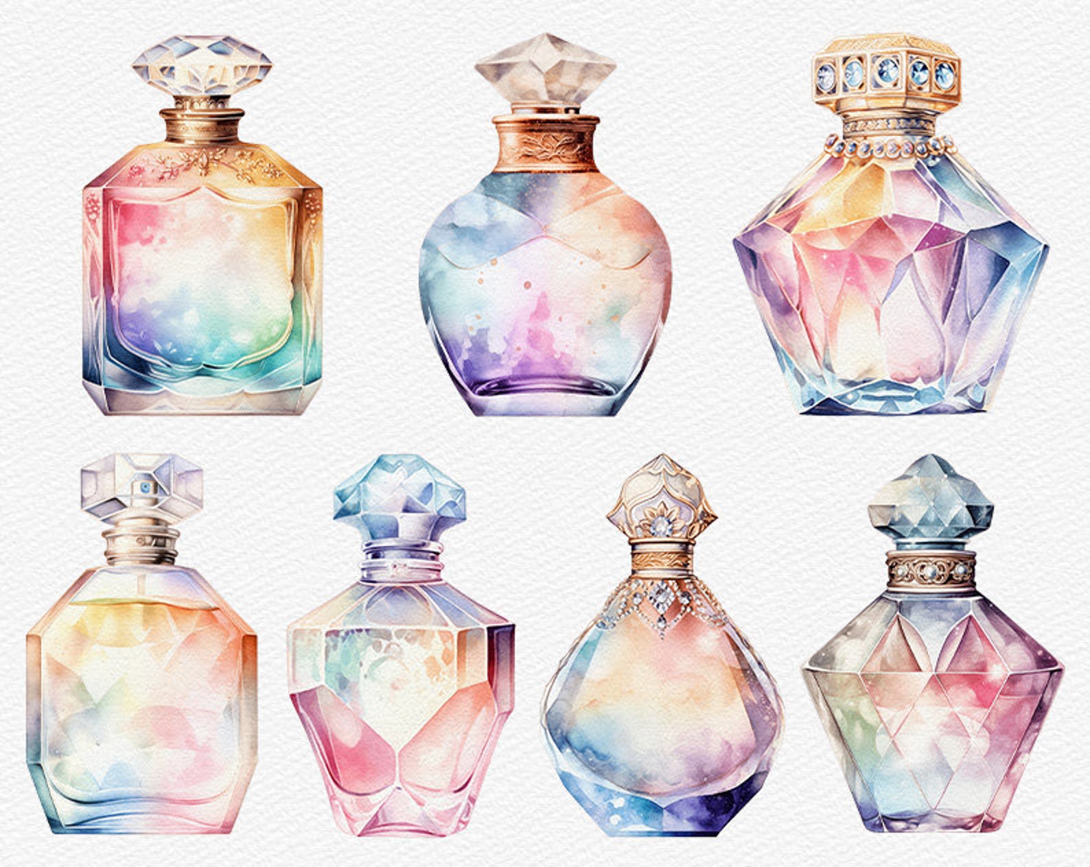 Watercolor Perfume Bottles Clipart Pastel Perfume PNG Bundle - Etsy