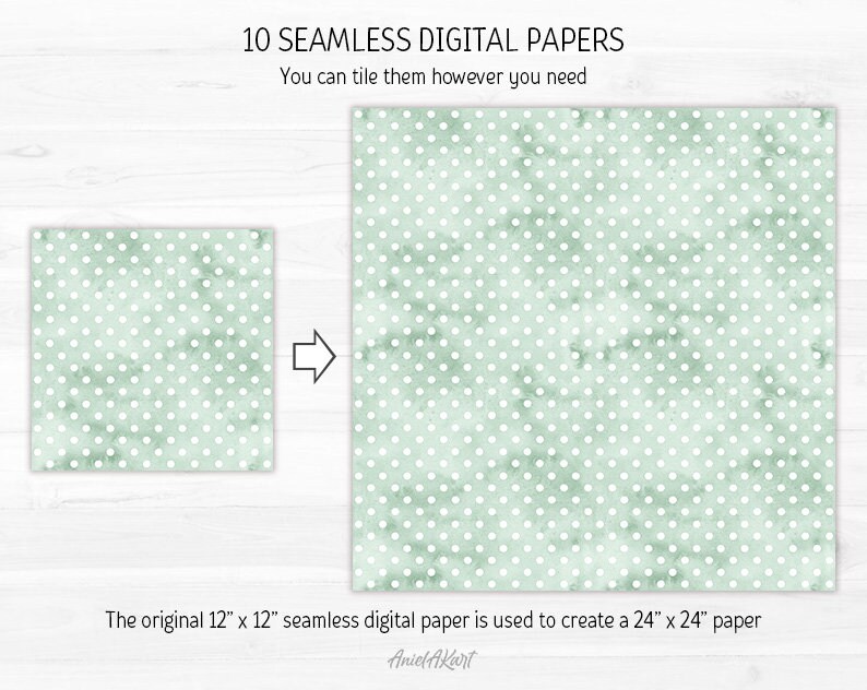 Sage Green Geometric Pattern Watercolor Seamless Digital Paper Pack ...