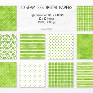 Green Seamless Pattern Watercolor Polka Dot Digital Paper Pack ...