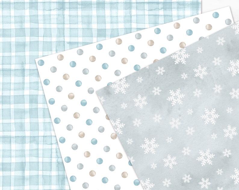 Christmas Digital Paper Pack Watercolor Snowflakes Seamless Pattern ...