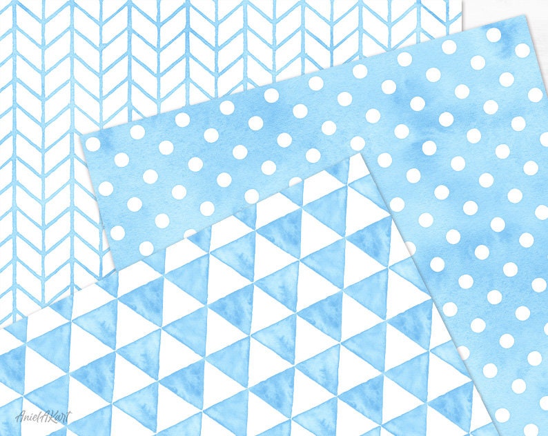 Baby Blue Geometric Pattern Watercolor Seamless Digital Paper - Etsy