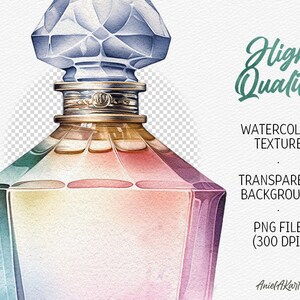 Watercolor Perfume Bottles Clipart Pastel Perfume PNG Bundle Fashion ...