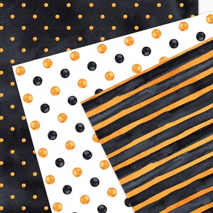 Orange Black Digital Paper Pack Watercolor Polka Dot Seamless Pattern ...