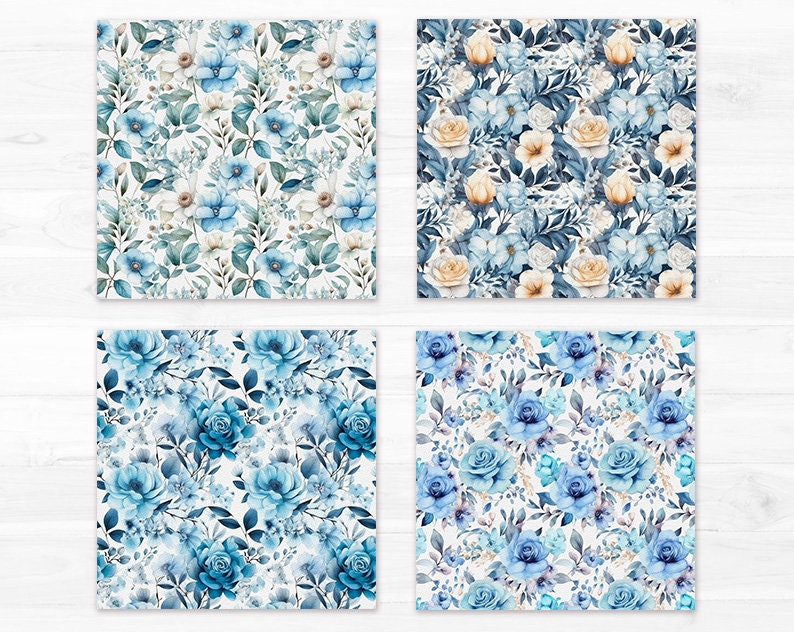 Watercolor Floral Digital Paper Pack Flower Seamless Pattern Printable ...