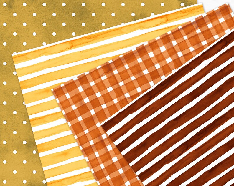 Watercolor Autumn Digital Paper Pack Cozy Fall Seamless Pattern Polka ...