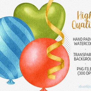 Watercolor Birthday Balloons Clipart Hand Painted Confetti Birthday ...