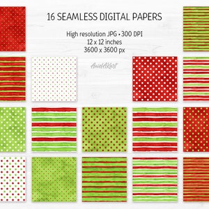 Christmas Digital Paper Pack Watercolor Polka Dot Seamless Pattern ...