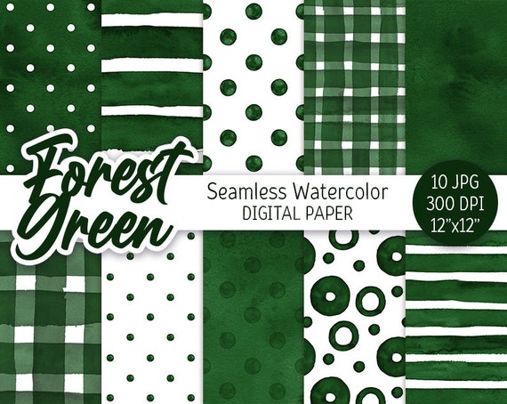 Forest Green Seamless Pattern Watercolor Polka Dot Digital - Etsy
