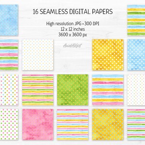 Easter Digital Paper Pack Watercolor Polka Dot Seamless Pattern ...