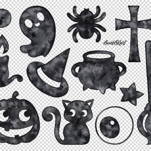 Cute Halloween Clipart Halloween Watercolor Clipart Ghost Decor ...