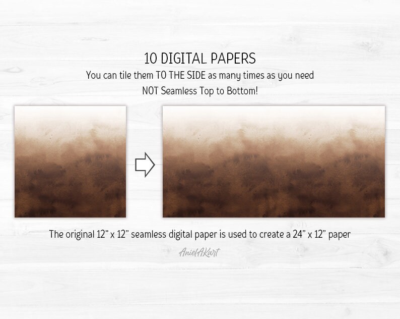 Brown Ombre Watercolor Background Brown Digital Paper Pack Beige ...
