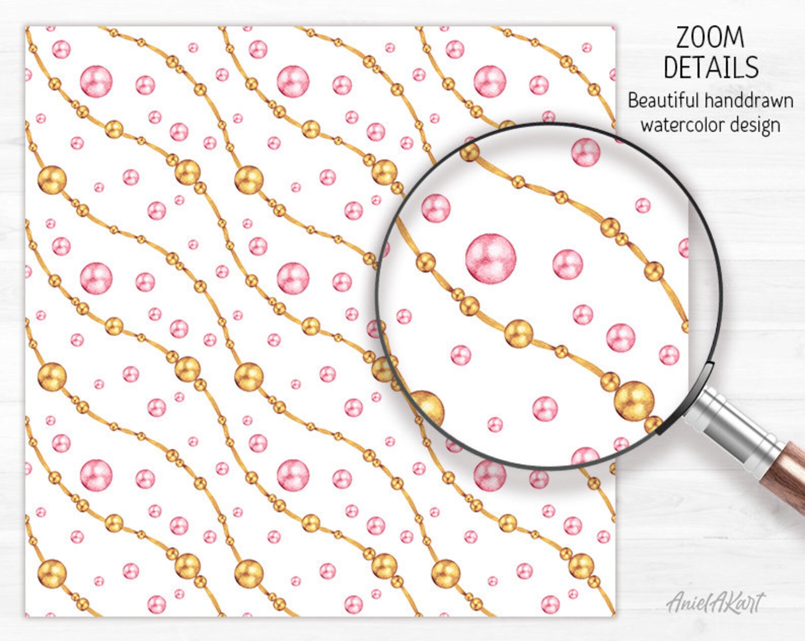 Gold Pink Seamless Pattern Watercolor Polka Dot Digital Paper - Etsy
