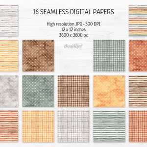 Watercolor Boho Tones Digital Paper Pack Natural Boho Seamless Pattern ...
