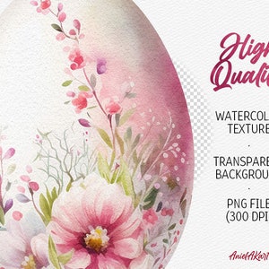Floral Eggs Watercolor Clipart Easter Egg PNG Bundle Spring Clipart ...