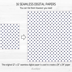 Independence Day Digital Paper Pack Watercolor Stars Seamless Pattern ...