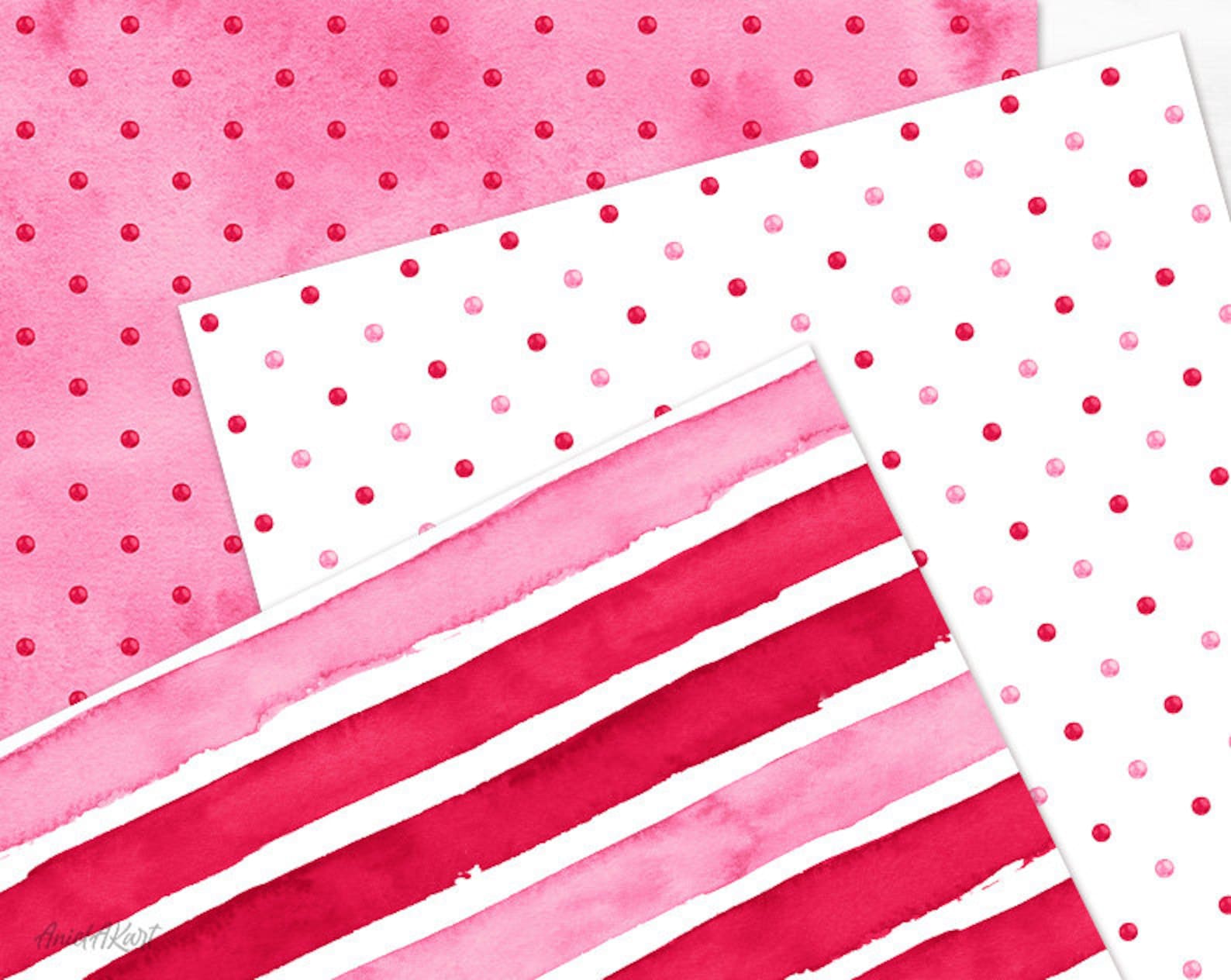 Valentine Digital Paper Pack Watercolor Polka Dot Seamless - Etsy