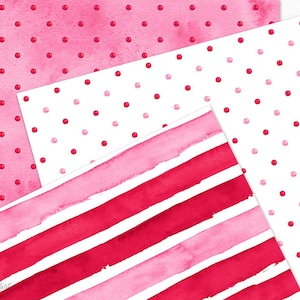 Valentine Digital Paper Pack Watercolor Polka Dot Seamless Pattern ...