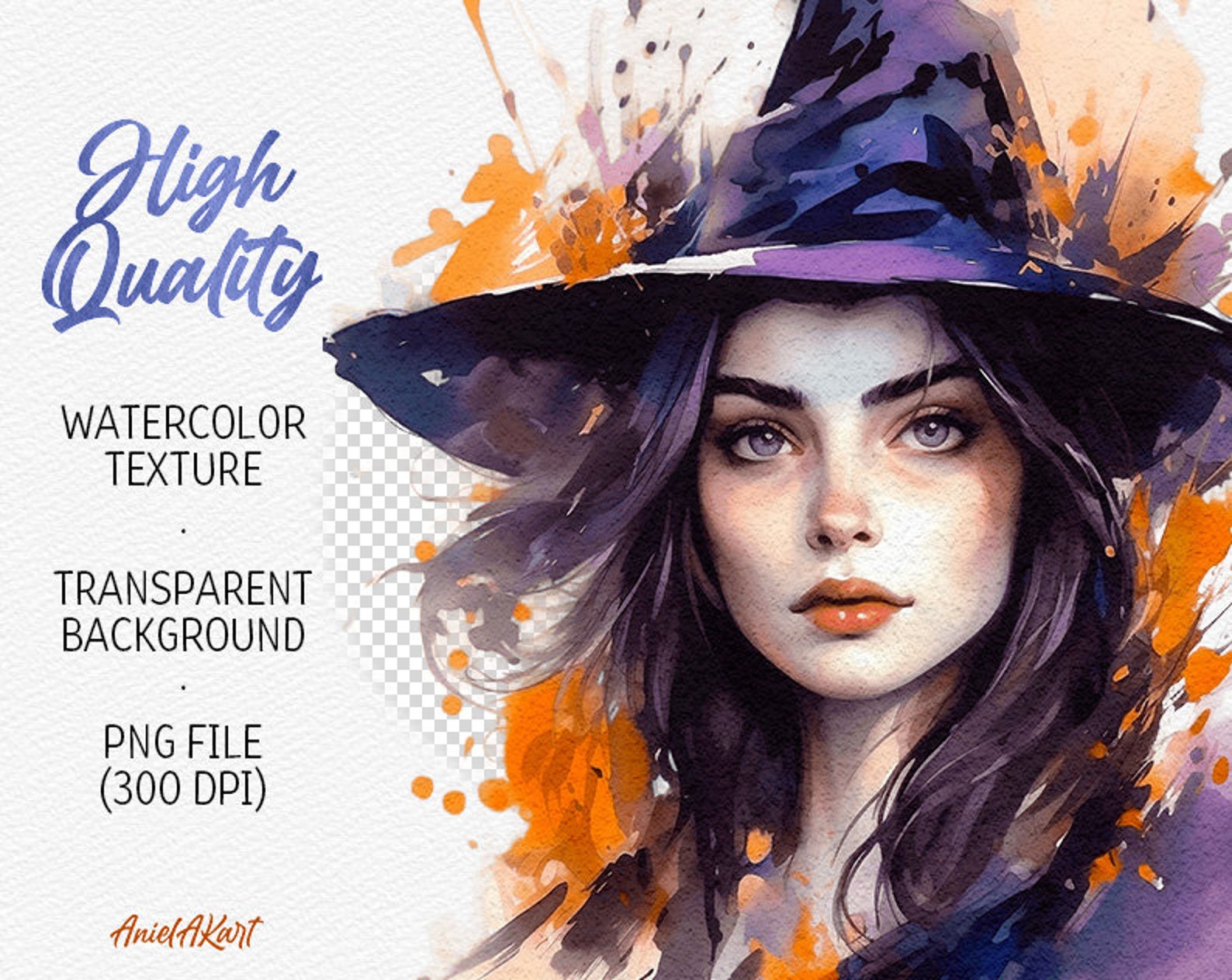 Watercolor Halloween Witch Clipart Pack Beautiful Witch PNG Women ...