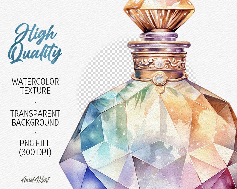 Watercolor Perfume Bottles Clipart Pastel Perfume PNG Bundle - Etsy