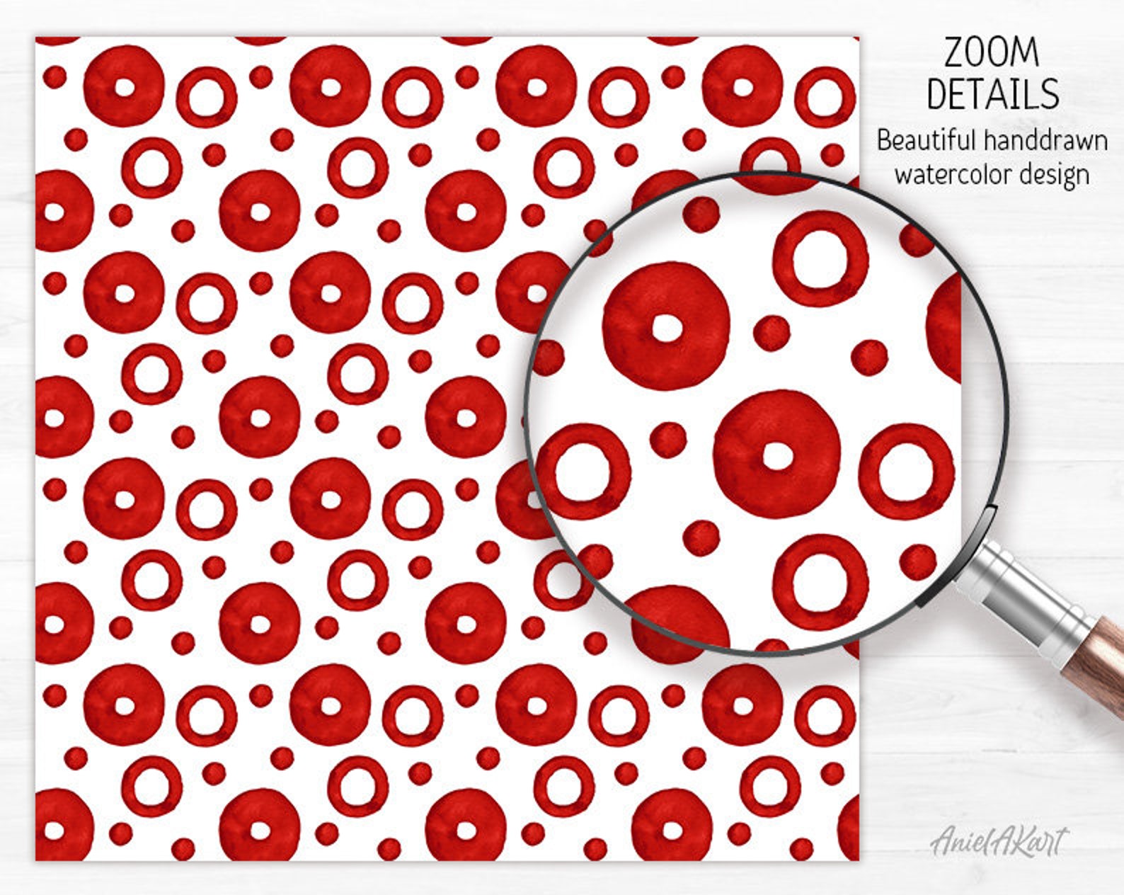 Scarlet Red Seamless Pattern Watercolor Polka Dot Digital - Etsy