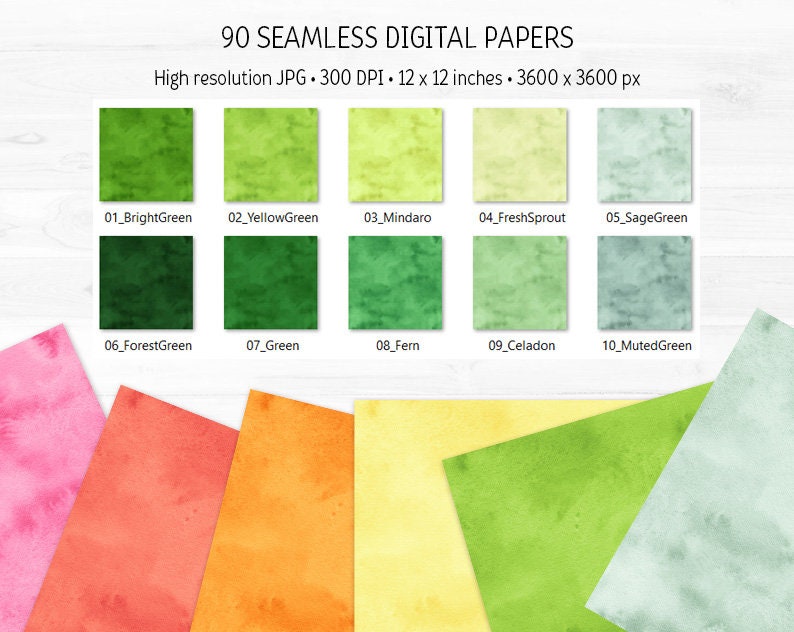 90 Watercolor Texture Digital Paper Pack Bundle Rainbow - Etsy