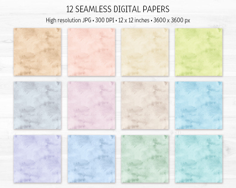 Neutral Watercolor Digital Paper Pack Pastel Bohemian Hues Seamless ...