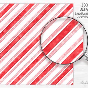 Candy Cane Stripes Digital Paper Pack Watercolor Peppermint Seamless ...
