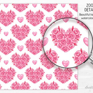 Valentine Day Digital Paper Pack Watercolor Love Seamless Pattern ...