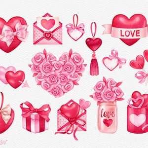 Watercolor Valentine's Day Clipart Valentine PNG Love Clipart ...