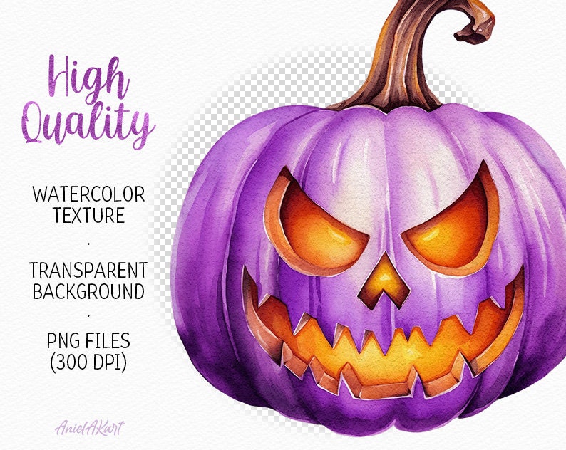 Halloween Pumpkins Clipart Pack Cute Halloween Jack-o-lantern ...