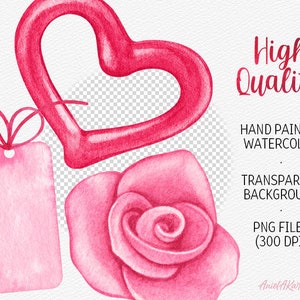 Watercolor Valentine's Day Clipart Valentine PNG Red Love Clipart ...