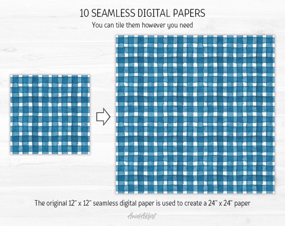 Prussian Blue Seamless Pattern Watercolor Polka Dot Digital Paper Pack ...