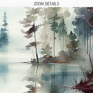 Watercolor Forest Lake Digital Paper Pack Foggy Wood Printable ...