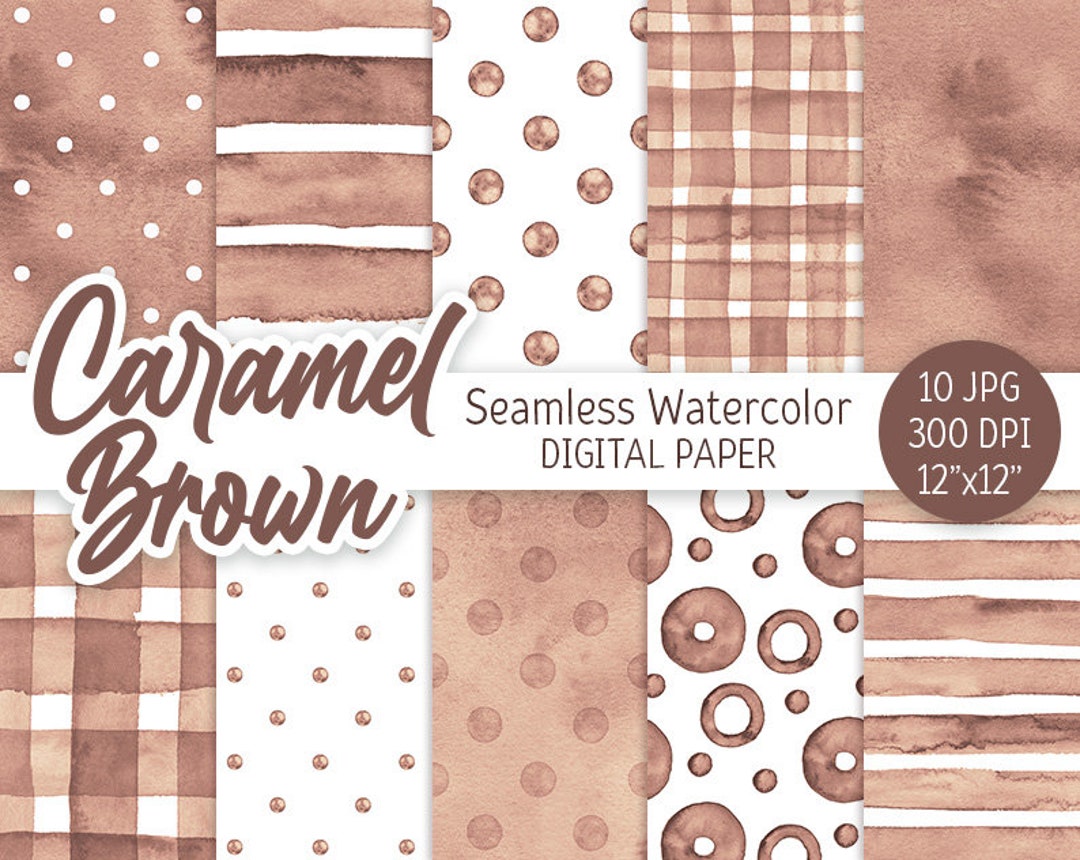 Brown Seamless Pattern Watercolor Polka Dot Digital Paper Pack ...