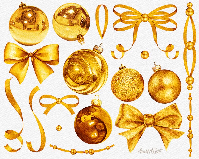 Watercolor Christmas Bundle Clipart Individual Png Elements Winter ...