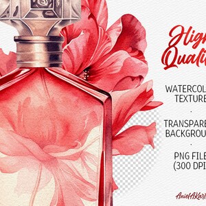 Watercolor Flower Perfume Bottles Clipart Pastel Perfume PNG Bundle ...