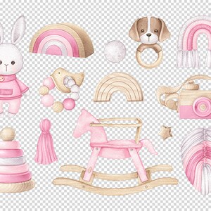 Watercolor Baby Girl Clipart Pink Baby Shower PNG Blush Newborn Clipart ...