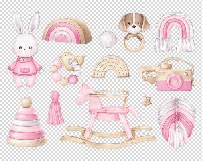 Watercolor Baby Girl Clipart Pink Baby Shower PNG Blush Newborn Clipart ...