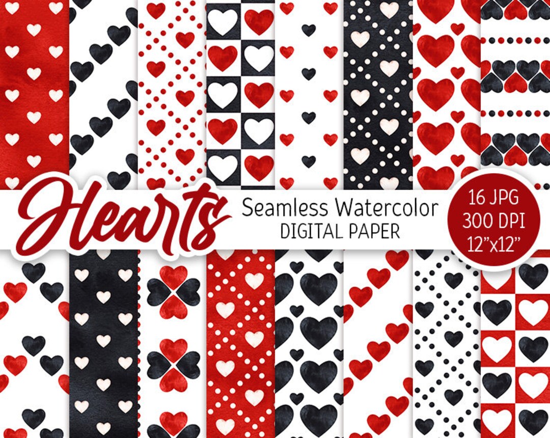 Watercolor Valentine Digital Paper Pack Valentine Printable Background ...